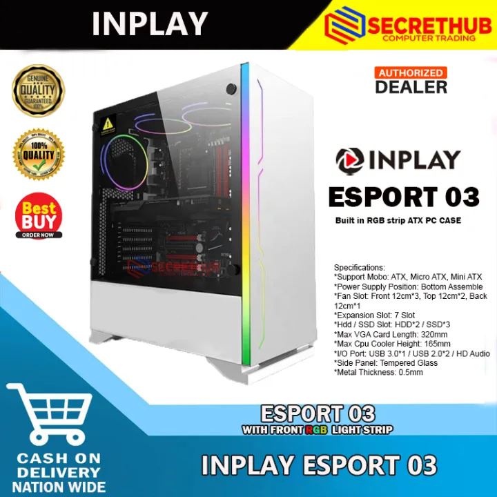 TRENDING AMNET INPLAY ESPORTS 03 WHITE TEMPERED GLASS ATX / MICRO ATX ...