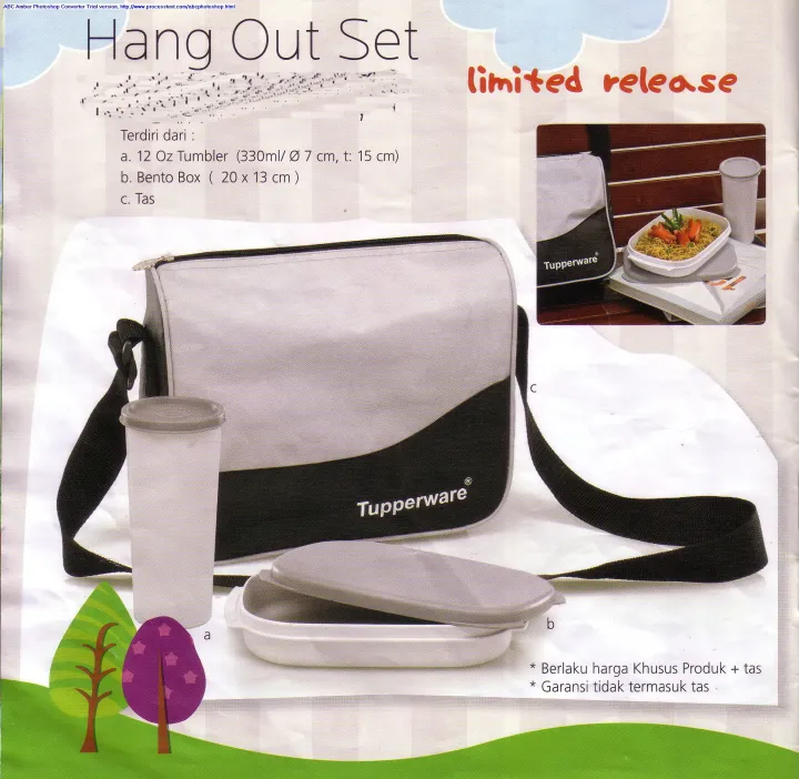 Tupperware Hang Out Set kollektor Tuppy wadah bekal komplit dengan tas ...