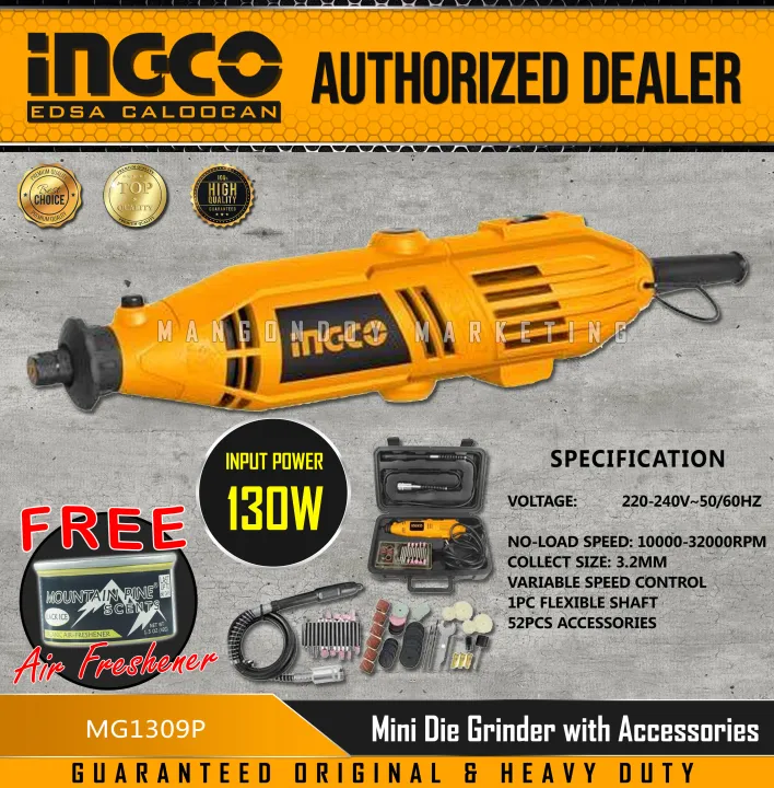 INGCO Mini Die Grinder with Accessories 130W (MG1309P) with FREE ...