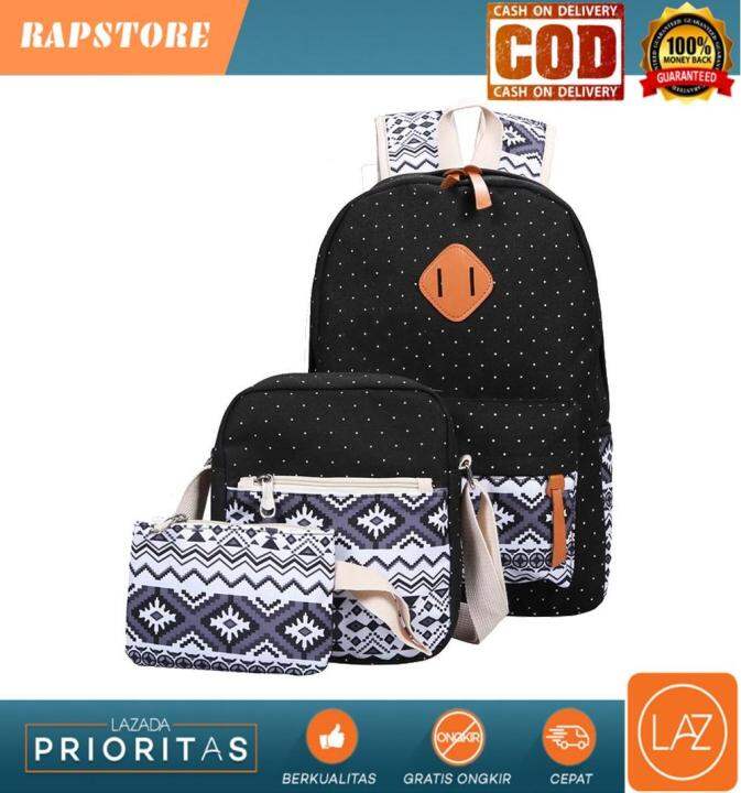 Tas Ransel Kampus 3 in 1 - Black | Lazada Indonesia