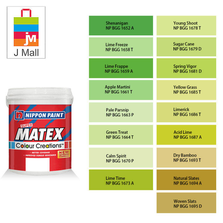 (1652-1695) 1L Nippon Paint Interior Super Matex Delightful Greens ...