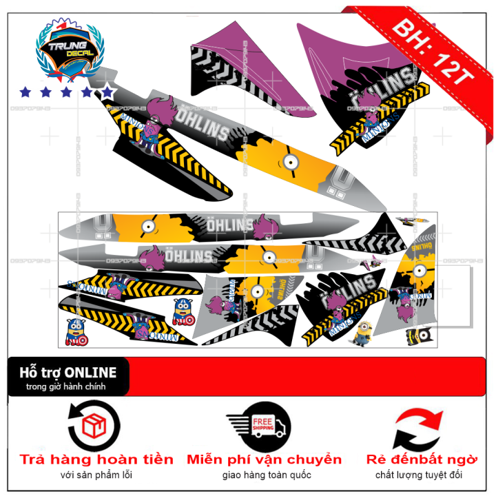 Tem xe Click 110 minion dán xe đen | Lazada.vn