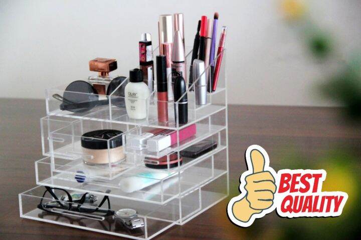 Rak Kosmetik Akrilik Bening | Lazada Indonesia