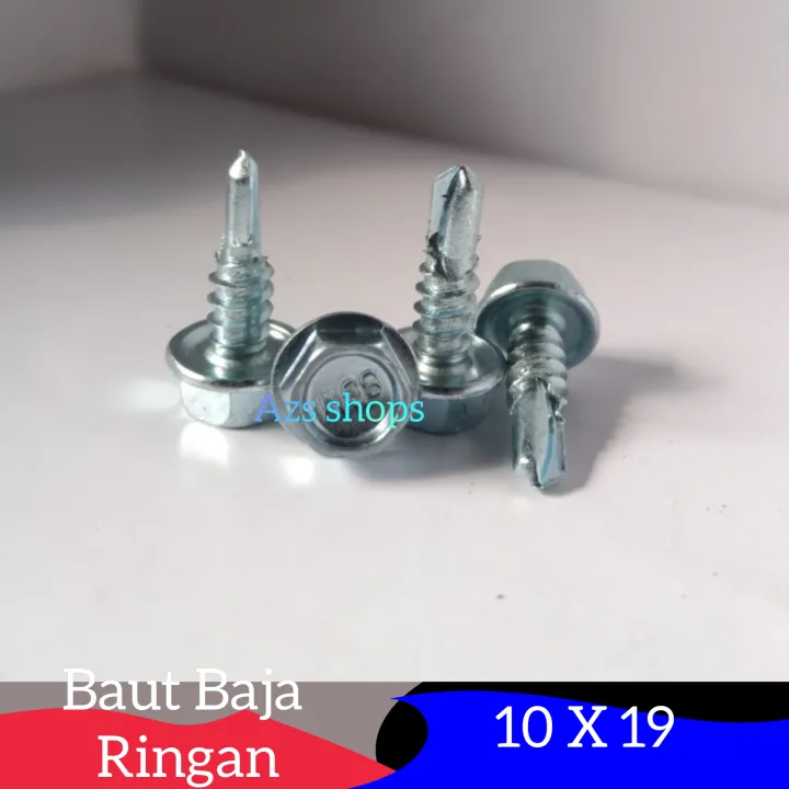 Baut Sekrup Roofing 10x19 baut sekrup baja ringan putih 20 pcs | Lazada ...