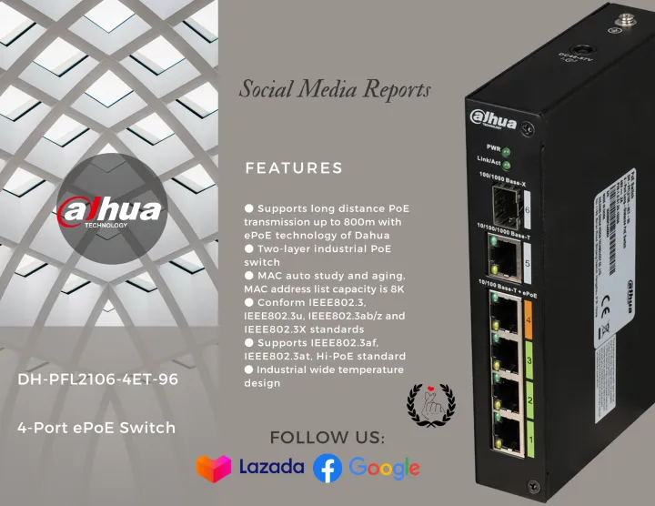 DH-PFL2106-4ET-96 4-Port ePoE Switch | Lazada PH