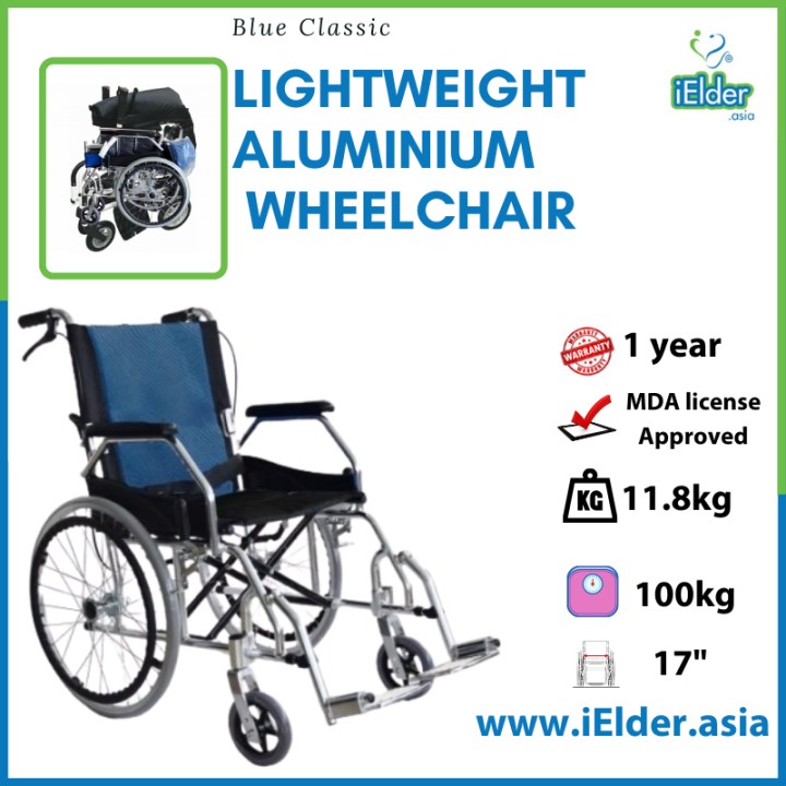 Compact Aluminium Lightweight Wheelchair 11 kg (Blue) | Lazada