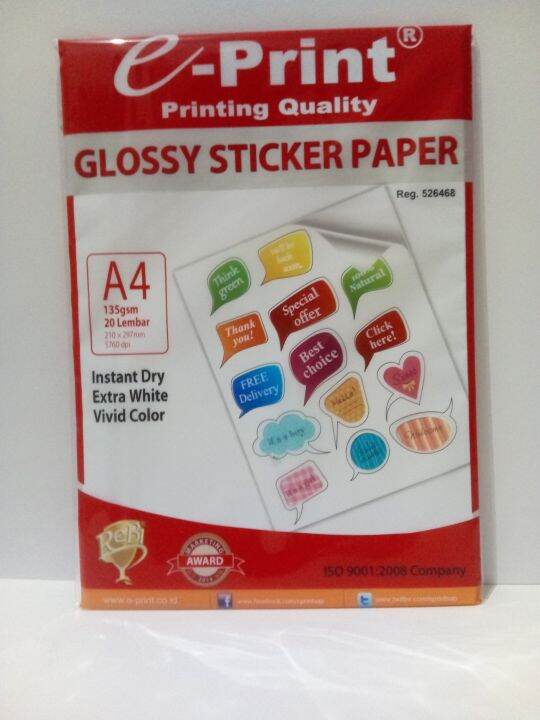 Kertas Sticker A4 Glossy Eprint | Lazada Indonesia