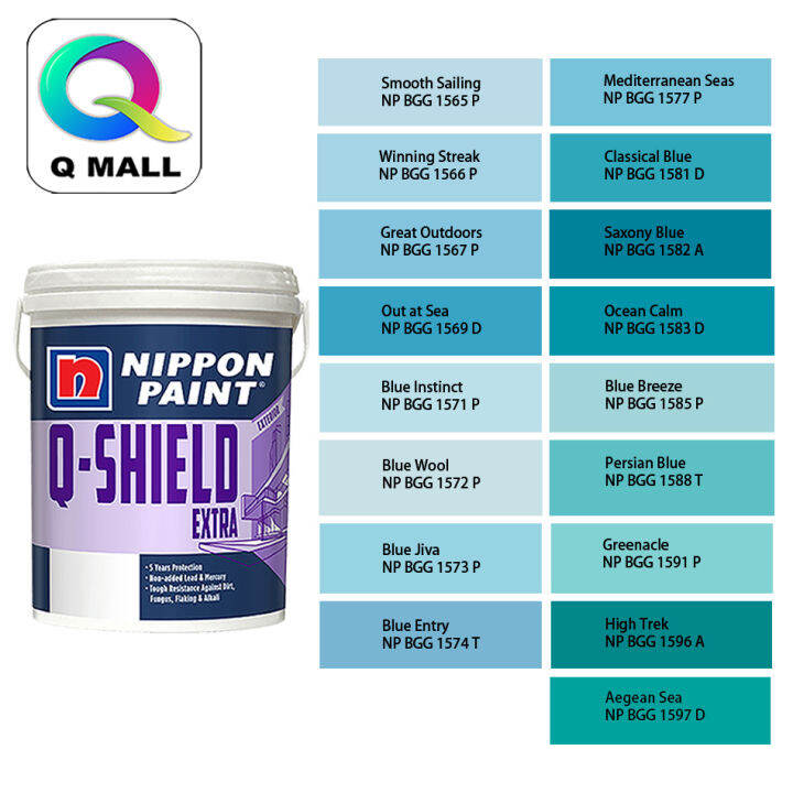 (1565-1597) 1L Nippon Paint Exterior Q-Shield Extra Delightful Greens ...