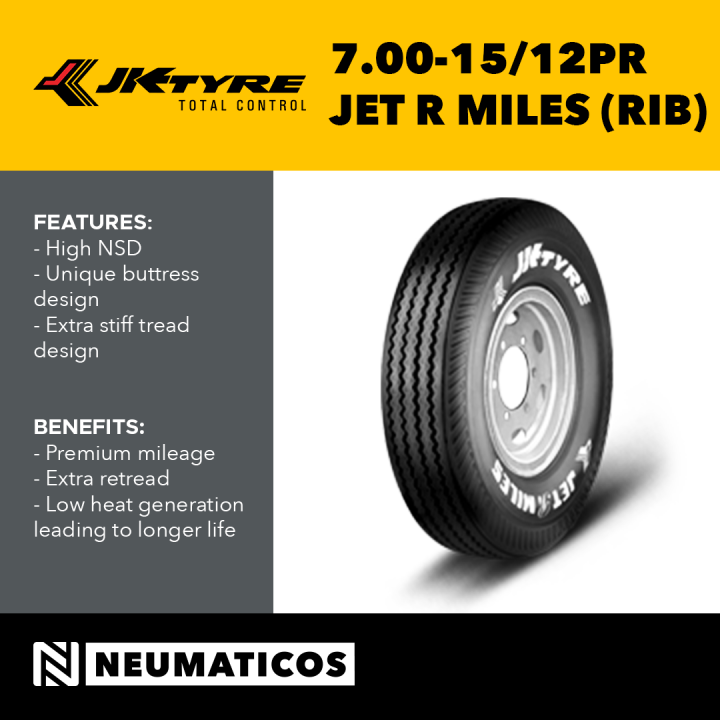 JK Tyre 700-15/10PR Jet R Miles Light Truck Bias LTB Tires 7.00-15/10PR ...