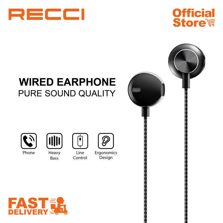 Recci - Earphone - Wired Earphone - Black / REP-L03 | Lazada PH