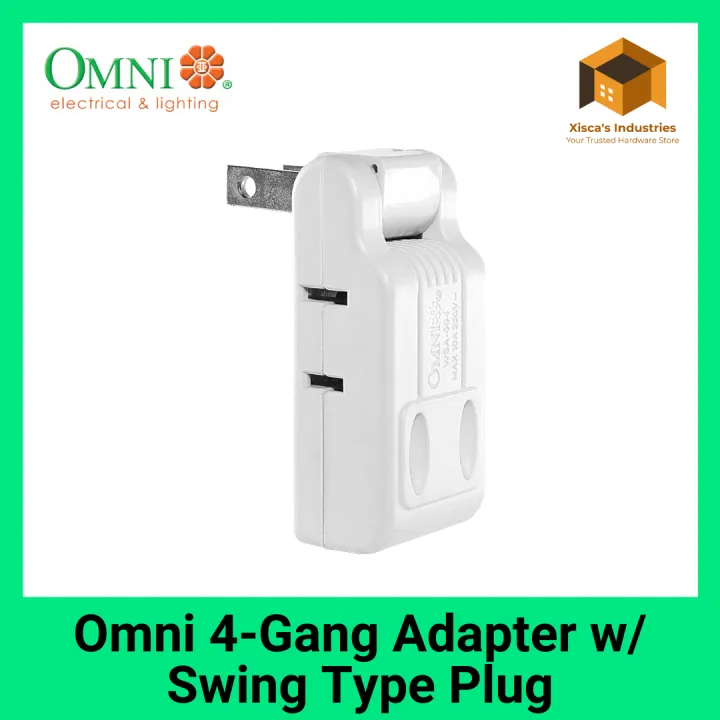 Omni 4-Gang Adapter with Swing Type Plug 10A 250V~ #WSA-004 Travel ...