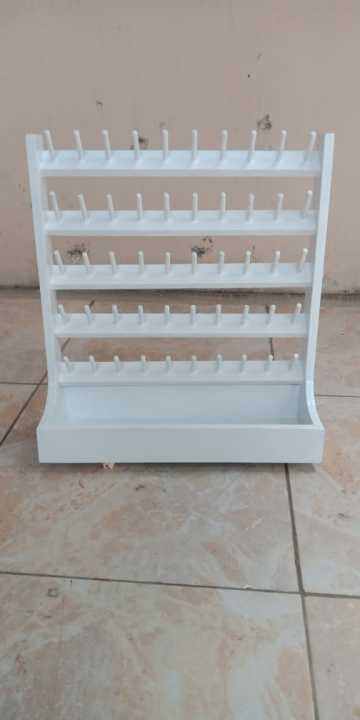 Rak Benang Jahit dari kayu menarik penuh warnaPUTIH 55 benang | Lazada ...