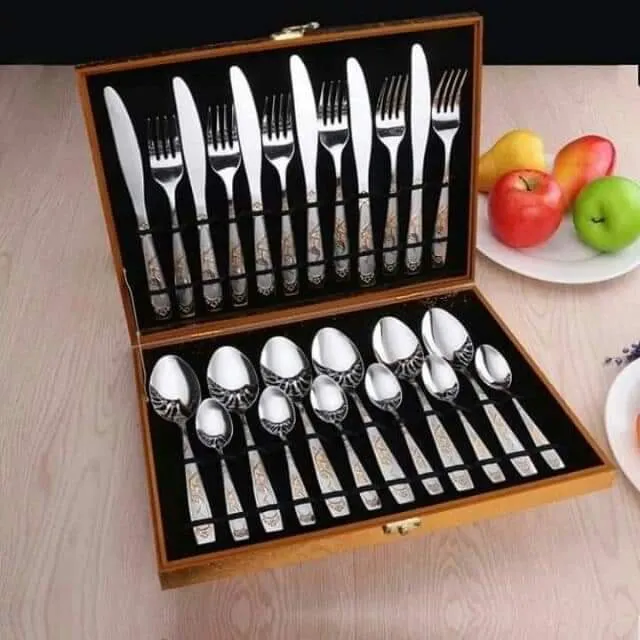 24 Piece Cutlery Set Gift Box With Stainless Knife, Spoon and Fork ...
