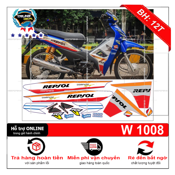 Tem xe wave a 110 Repsol bạc xanh | Lazada.vn