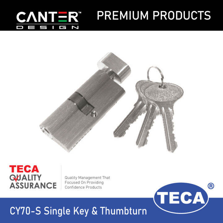 TECA® CY70S Euro Profile Cylinder Lock (Single Key & Thumbturn) 70mm ...