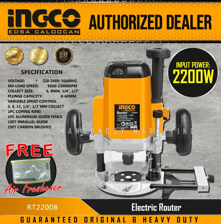 INGCO Electric Router 2200w (RT22008P) with FREE Mountain Pine Scents ...