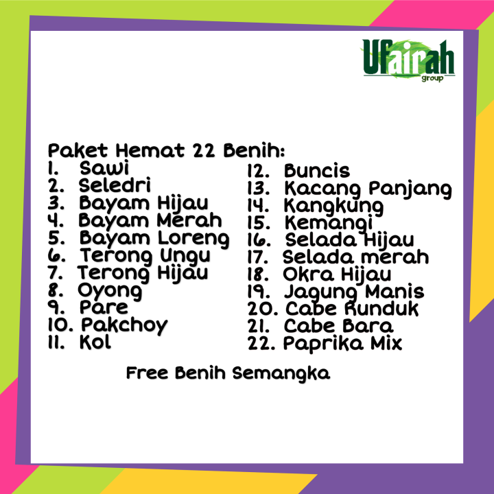 [Ufairah] FREE LOGAM MULIA - Paket Hemat Benih Sayur 22 Jenis Mudah ...