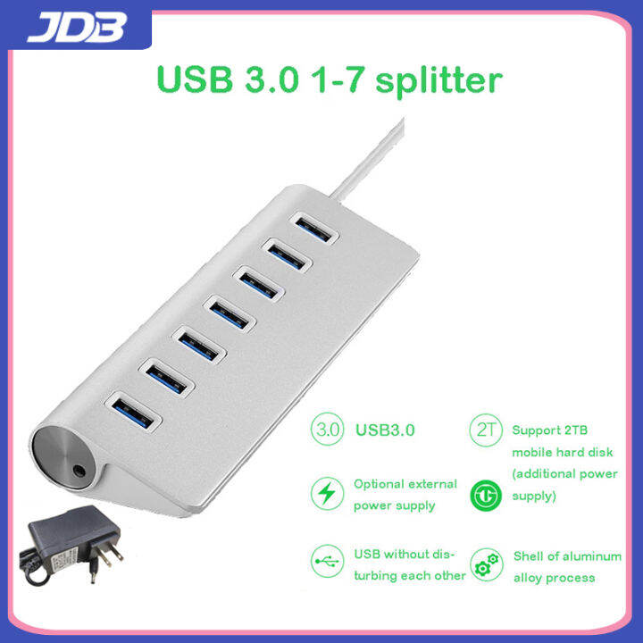 JDB Aluminum alloy 7 in 1 hub 7-port docking station hub USB3.0 hub ...