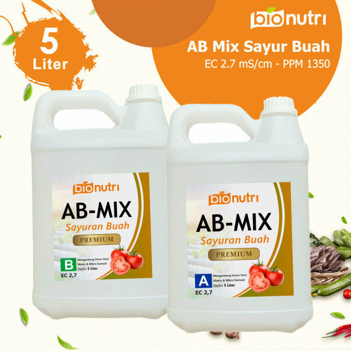 Pupuk-Nutrisi AB Mix Hidroponik Cabe Tomat Terong 5 Liter - BioNutri ...