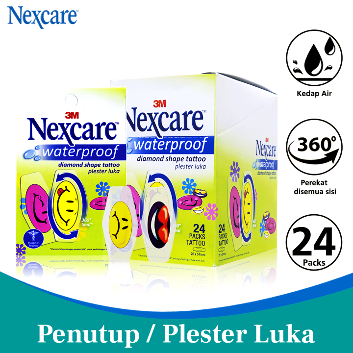 3M Nexcare Plester Luka Kedap Air Motif Emotikon 24 Packs x 2 Strip ...