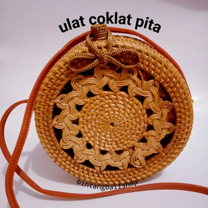 Tas Rotan Bulat Bali Ulat Coklat (20cm) | Lazada Indonesia