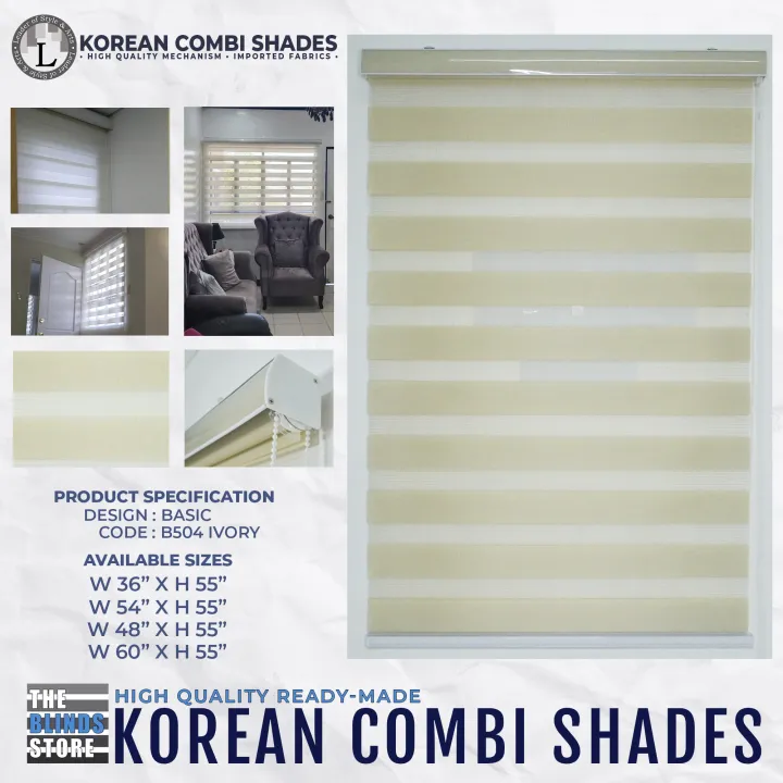 The Blinds Store Combi Shades (60 inches x 55 inches | Color: Ivory ...