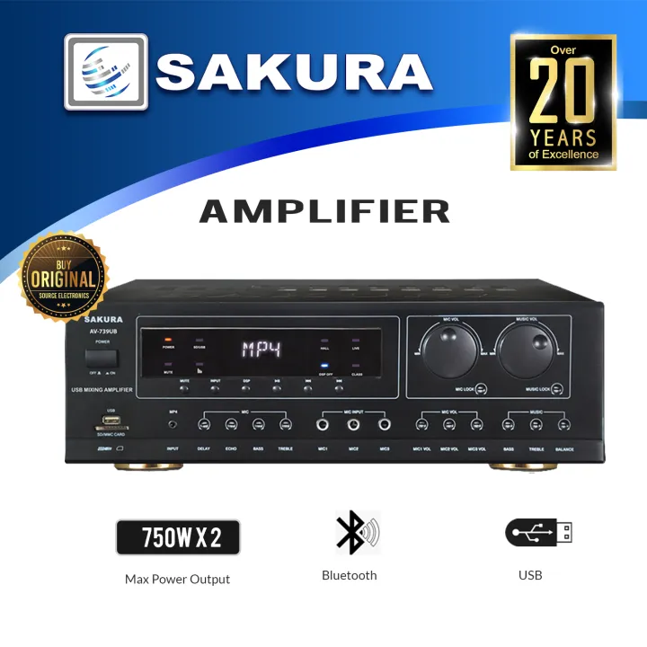 Sakura AV-739UB 750W Karaoke Bluetooth Amplifier | Lazada PH