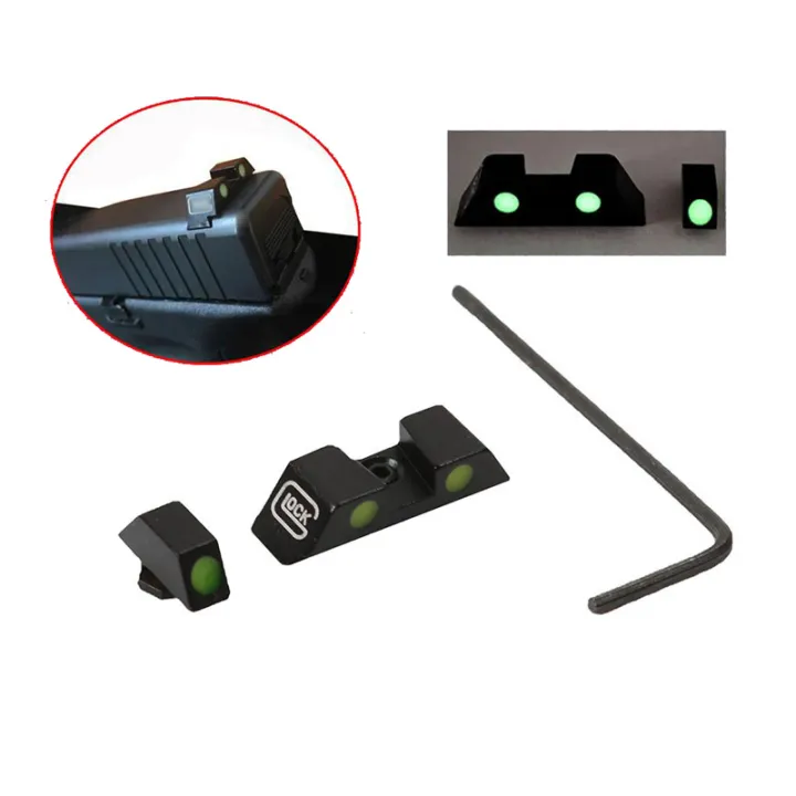 SMR24 Tactical Green Fiber Optic Front Rear Night Sight Set for G17/19 ...