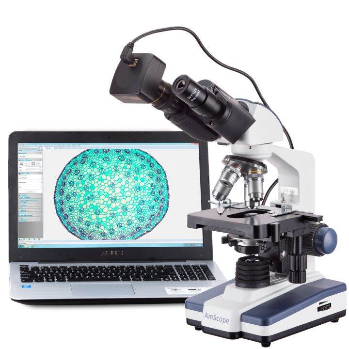 AmScope 40X-2000X LED Binocular Digital Compound Microscope w 3D Stage ...