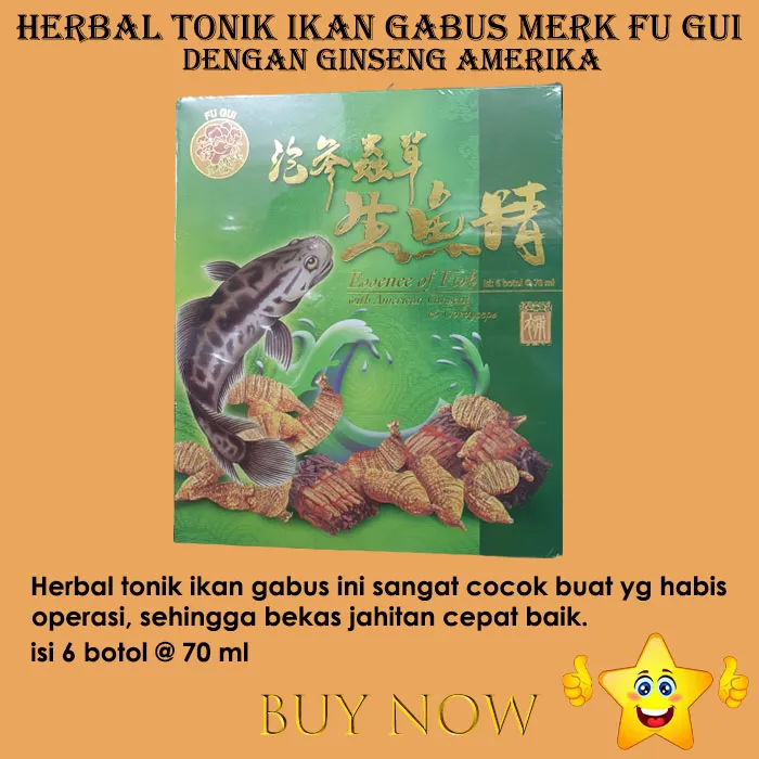 HERBAL TONIK IKAN GABUS MERK FU GUI DENGAN GINSENG AMERICA EKSTRAK IKAN ...