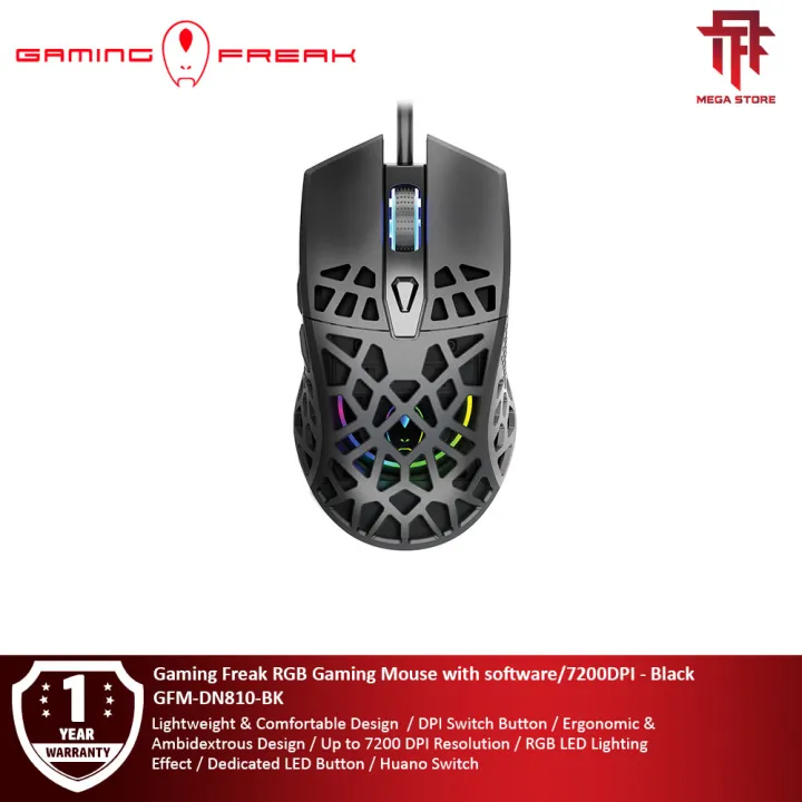 Gaming Freak RGB Gaming Mouse with software/7200DPI - Black GFM-DN810 ...