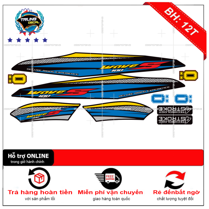 Tem xe wave S100 2016 tổ ong xanh đen | Lazada.vn