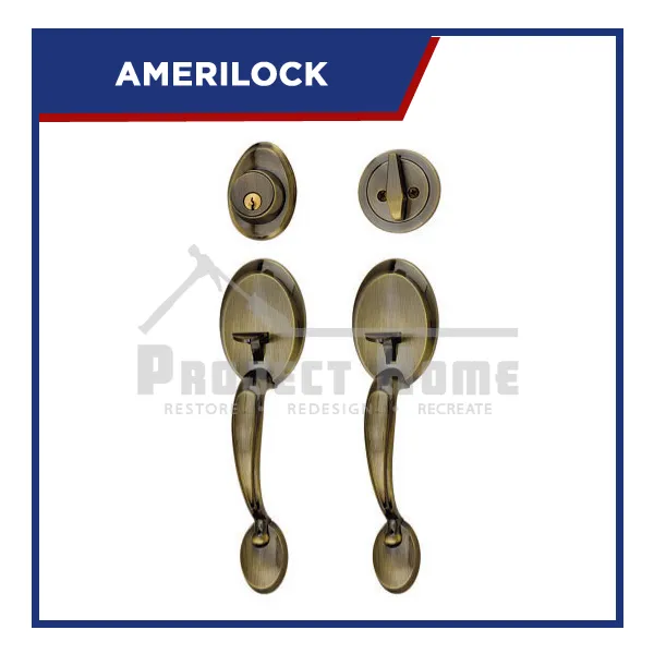 Amerilock Door Entrance Antique Brass Finish Handle Set with Deadbolt ...