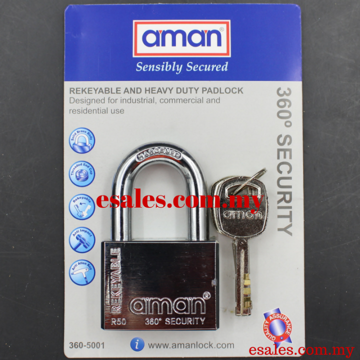 AMAN R50 PADLOCK 360-5001 360º SECURITY ANTI ALLEN KEY STAINLESS STEEL ...