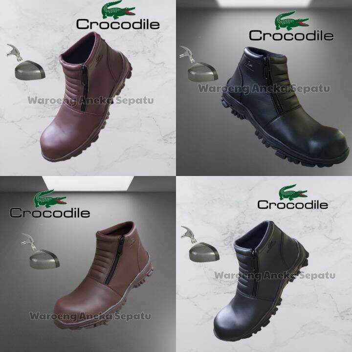 Sepatu Boots Pria Saferty Treaking Crocodile Zippers Tactical Ujung ...