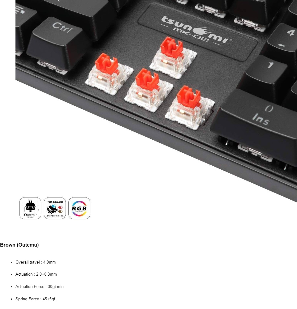 Tsunami Outemu MK-02 Ver2022 104 Keys Mechanical gaming keyboard ...
