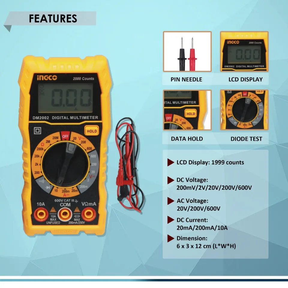 DM2002 INGCO Digital Multimeter Tester Multi Tester For, 51% OFF