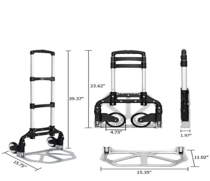 Set of 2 Multi-function Folded Trolley ALLOY FOLDING TROLLEY | Lazada PH