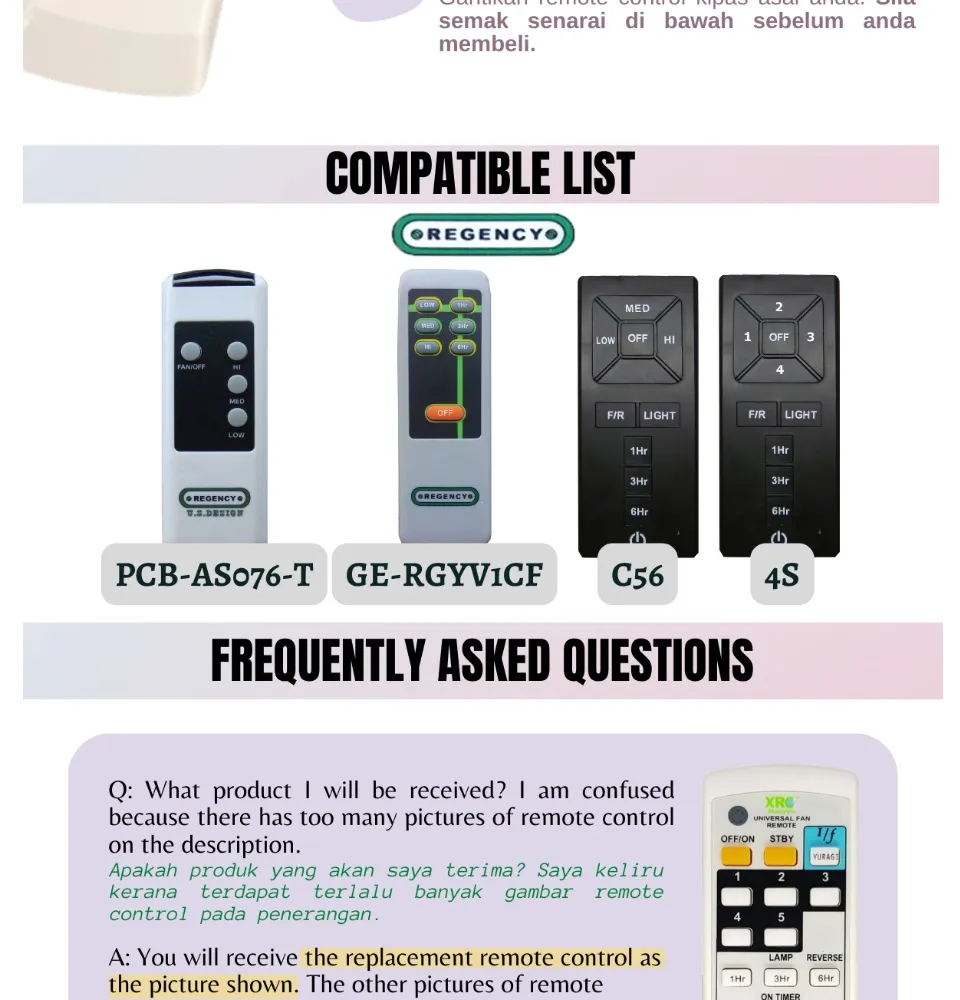 Regency Ceiling Fan Remote Control Replacement | Shelly Lighting