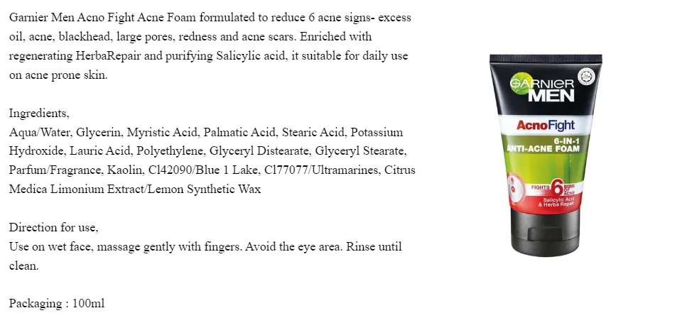 Garnier Men Acnofight 6 In 1 Anti Acne Foam Review