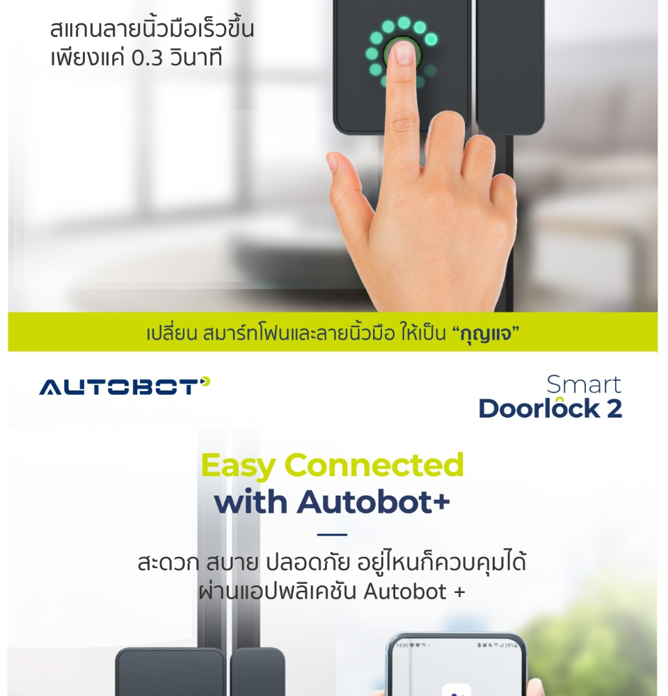 AUTOBOT Smart Door Lock 2 กลอนประตูอัจฉริยะ ปลดล็อคได้ถึง 5 แบบ สแกน ...