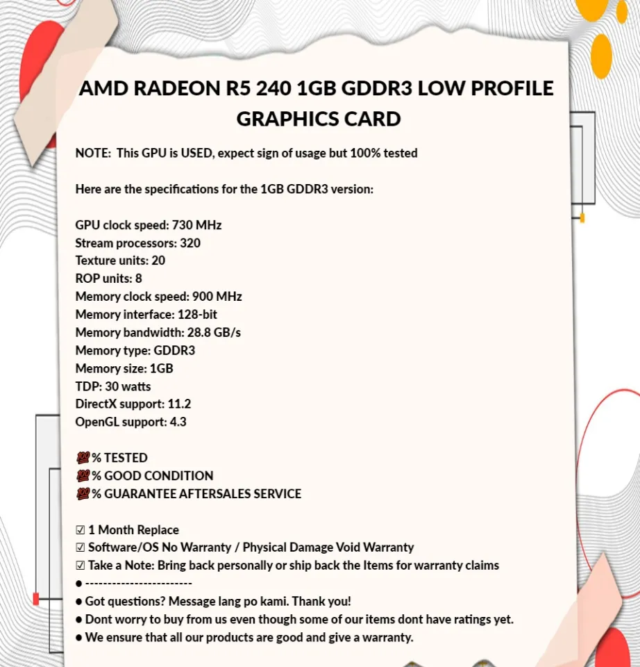 SZMZ Original AMD R5 230 2GB Graphics Card High Quality