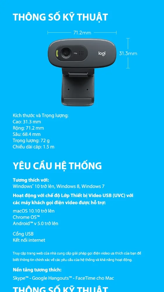 Webcam Logitech C270 720p HD - Góc cam 55 độ - Hàng Chính Hãng – CÔNG ...