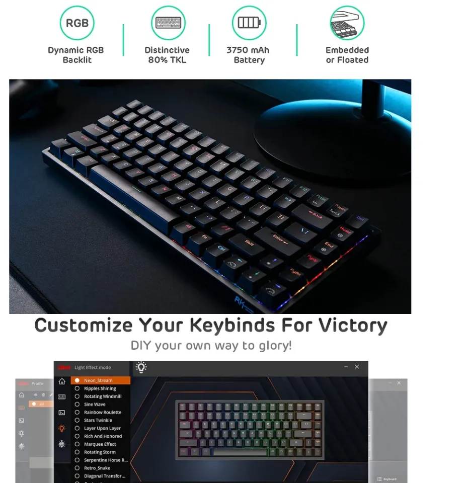 Rk Royal Kludge Rk84 Wireless Mechanical Keyboard Triple, 52% OFF