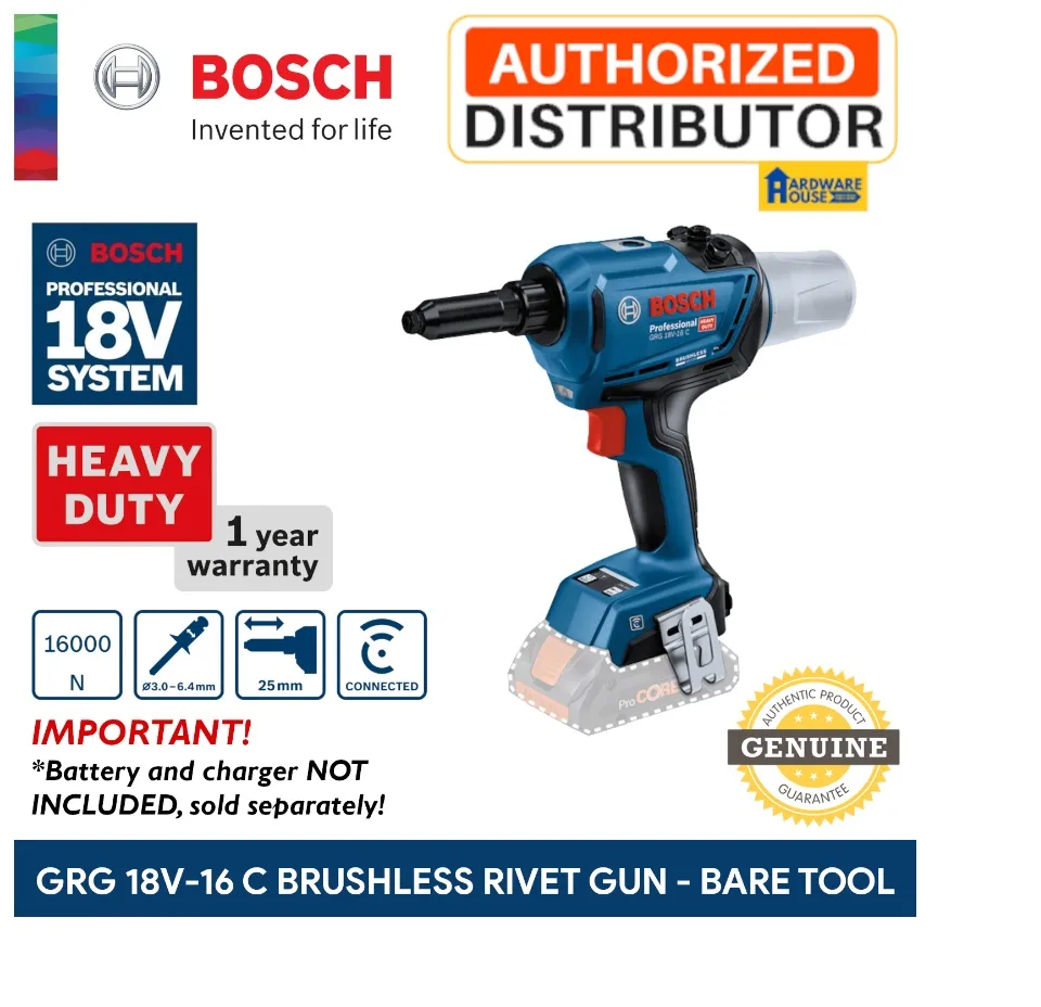 BOSCH GRG 18V-16 C PROFESSIONAL CORDLESS RIVET GUN –, 44% OFF