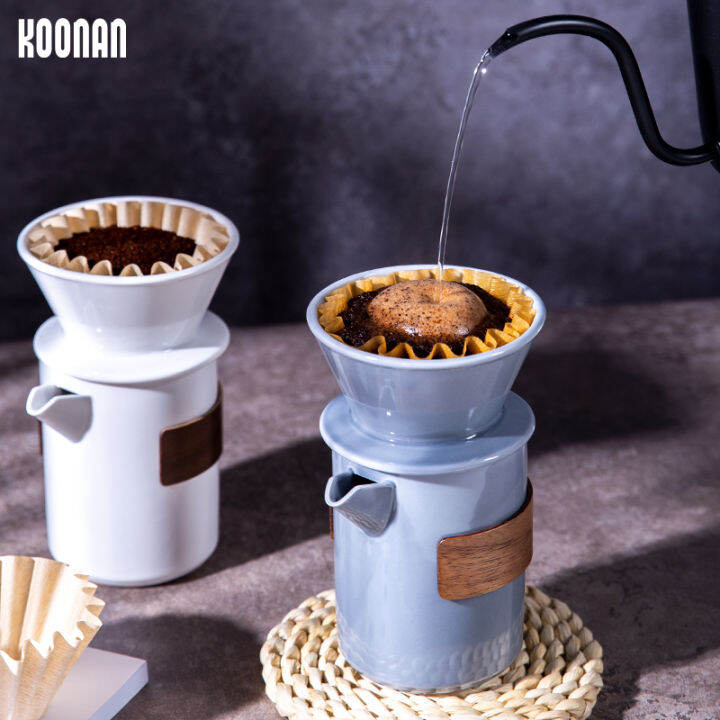 Koonan ถ้วยกรองกาแฟชุดหม้อกาแฟชงด้วยมือเซรามิกถ้วยกรองก้นแบนถ้วยกรอง ...