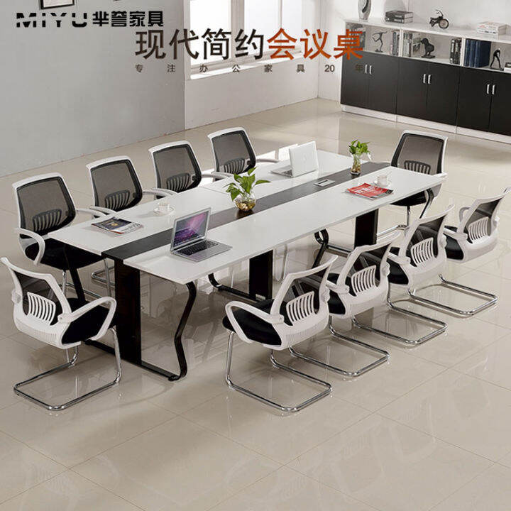 Office Desk and Chair Panel Staff Conference Table Long Table Meeting ...