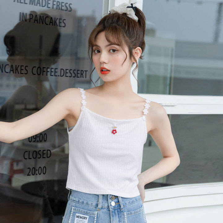 Piperka Qi เสื้อกล้ามสายเดี่ยวปักลายแมตช์ชุดง่ายแบบใหม่ฤดูร้อนปี2022 ...