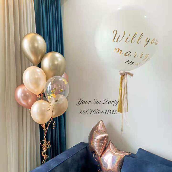 Rose Golden Proposal Balloon Will You Marry Me Engagement Arrangement ...