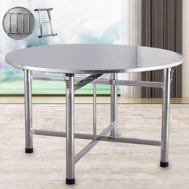 Stainless Steel Folding Large round Table 6 People 8 People 10 Dining ...